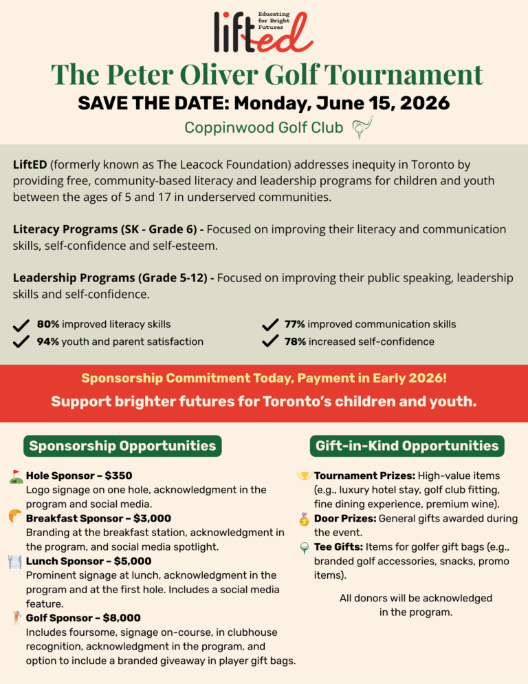 The Peter Oliver Golf Tournament – LiftED Literacy and Leadership